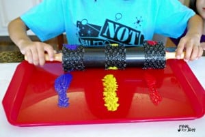 Kids Painting with Rolling Pins - Mess for Less