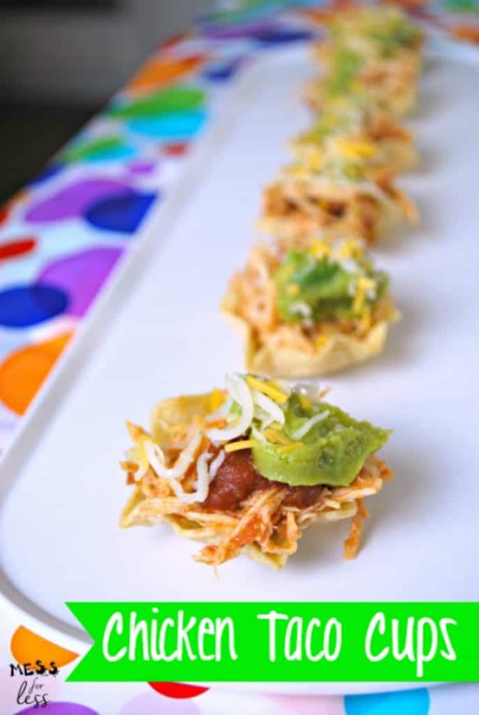 Chicken Taco Cups - Party Appetizer - Mess for Less