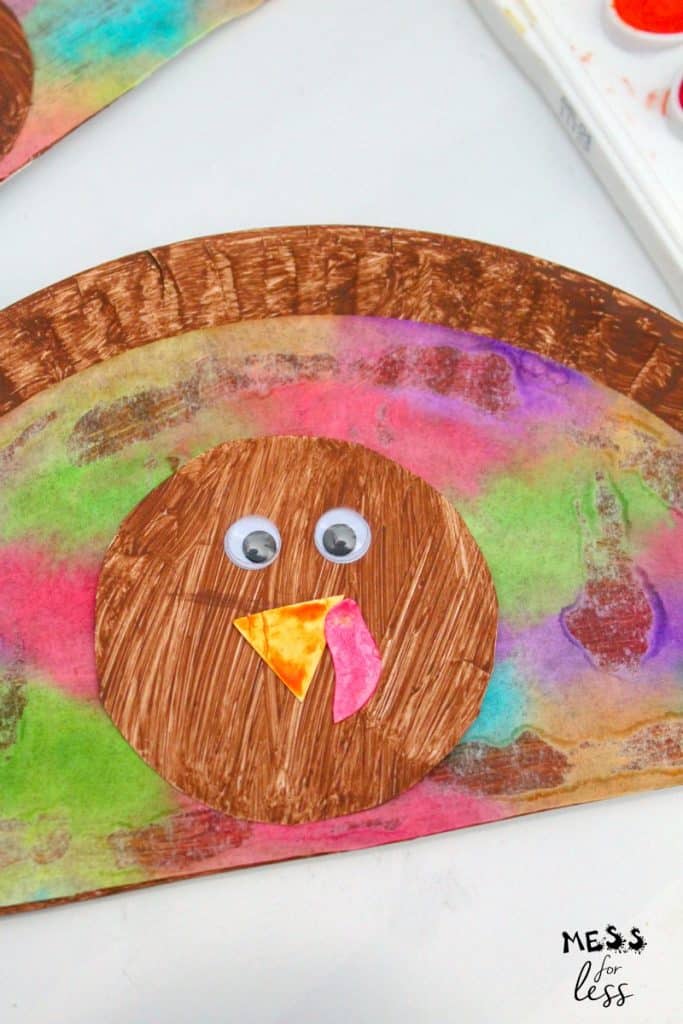 Paper Plate Turkey Craft for Kids - Mess for Less
