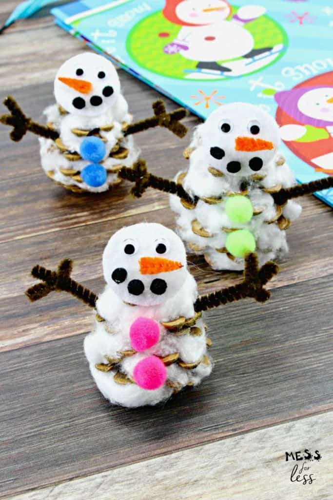 Pinecone Snowman Craft - Mess for Less