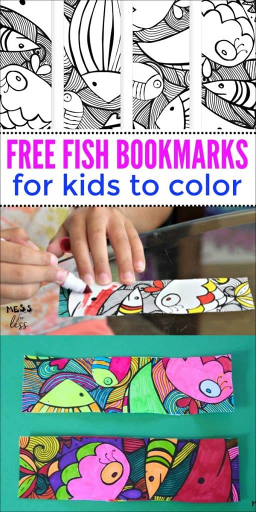 Free Fish Bookmarks to Color - Mess for Less
