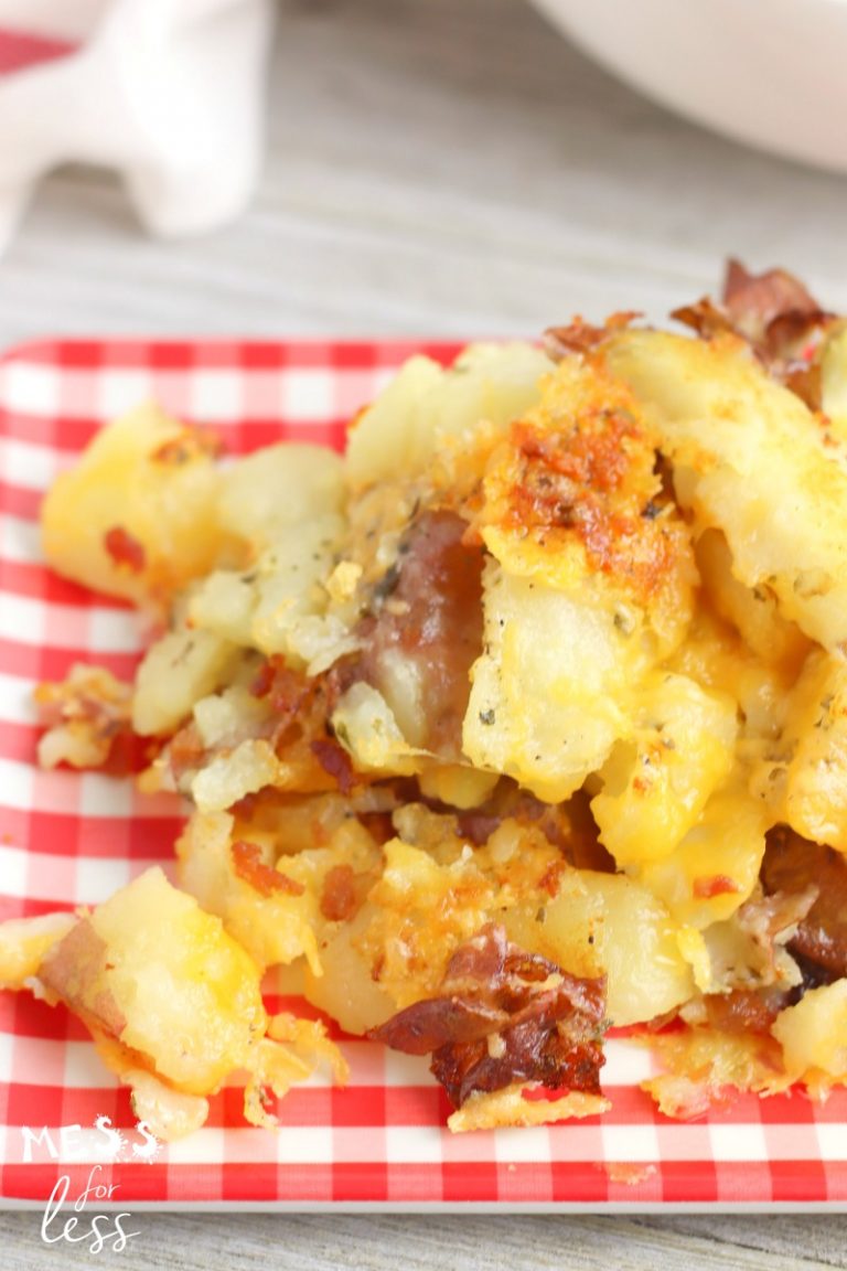 Bacon Cheddar Ranch Smashed Potatoes - Mess for Less