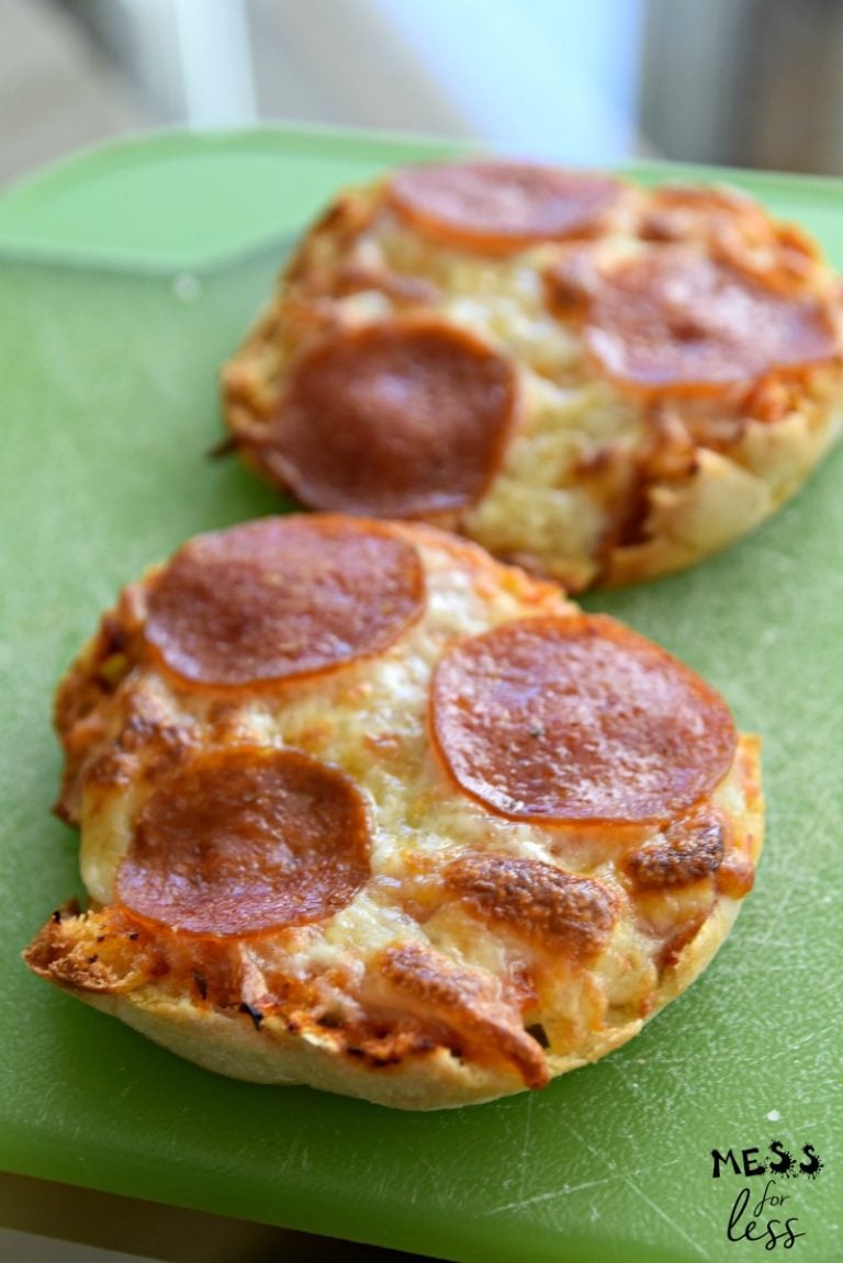 Kid Made English Muffin Pizzas - Mess for Less