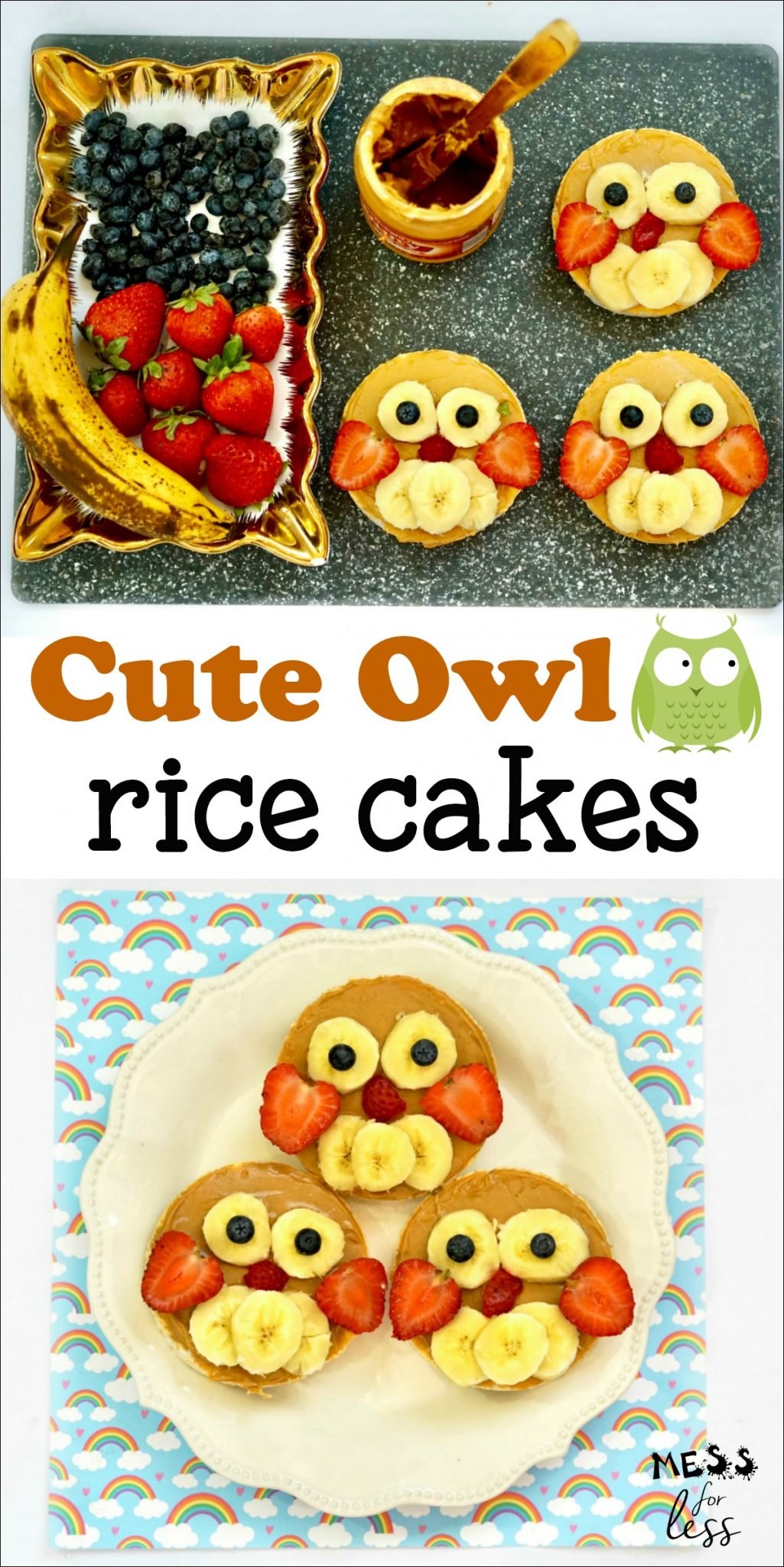 Easy Owl Rice Cakes - Mess for Less