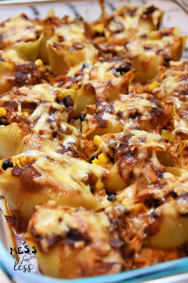 Chicken Taco Stuffed Shells - Mess for Less