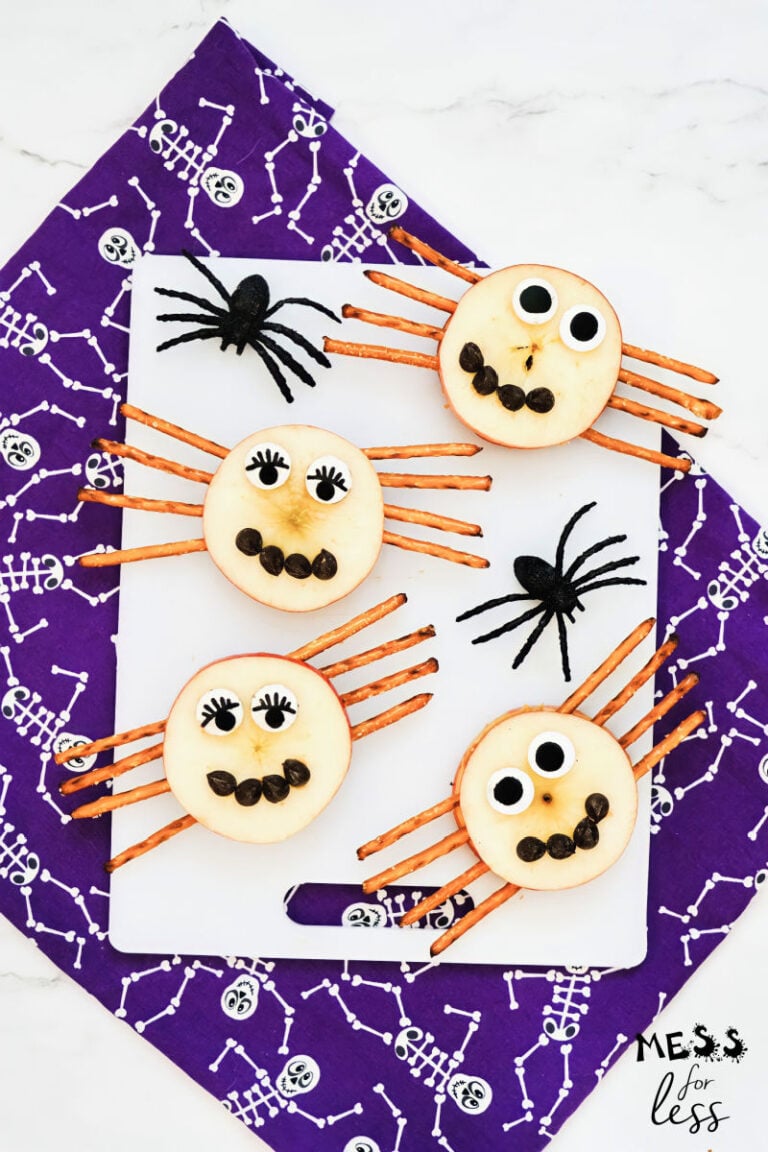 Apple Spiders Halloween Snack - Mess for Less