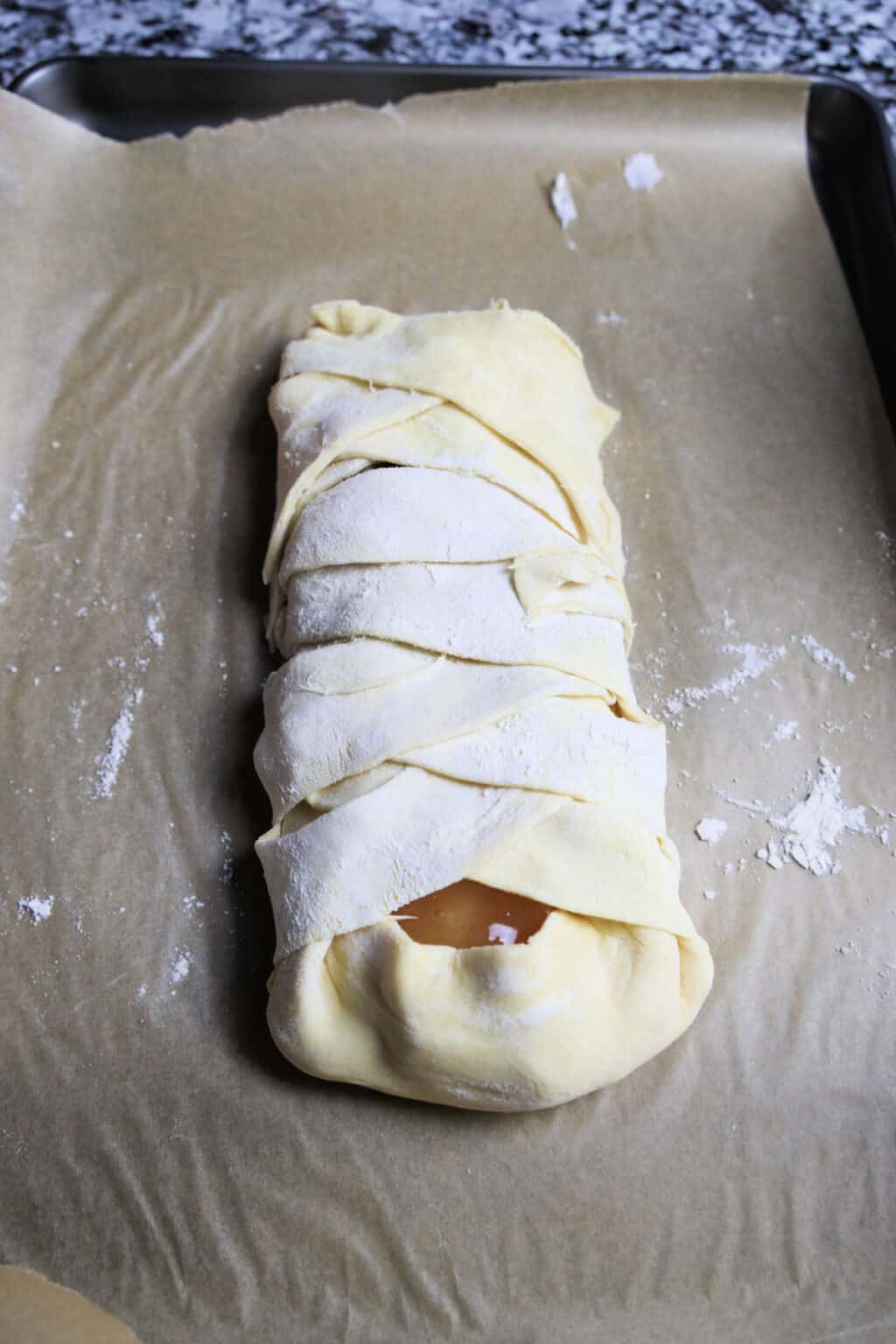 Apple Cream Cheese Puff Pastry Braid - Mess for Less