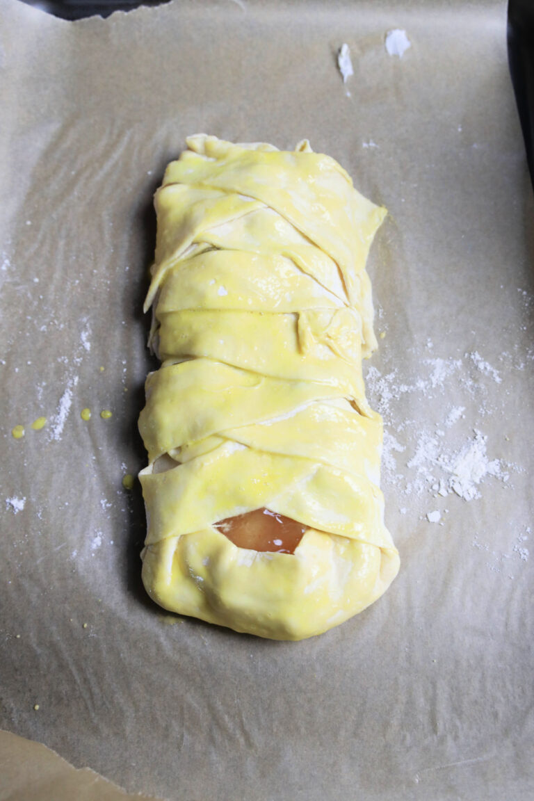 Apple Cream Cheese Puff Pastry Braid - Mess for Less