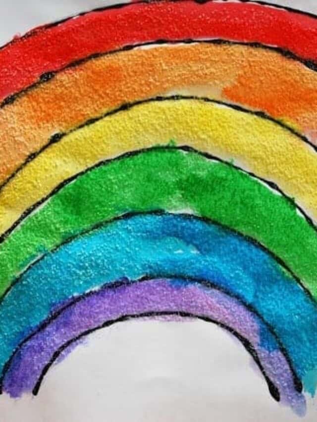 Watercolor Rainbow with Black Glue and Salt - Mess for Less