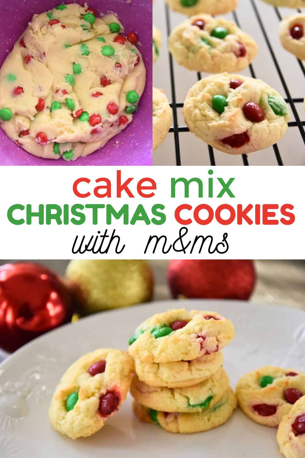 Cake Mix Christmas Cookies with M&Ms - Mess for Less
