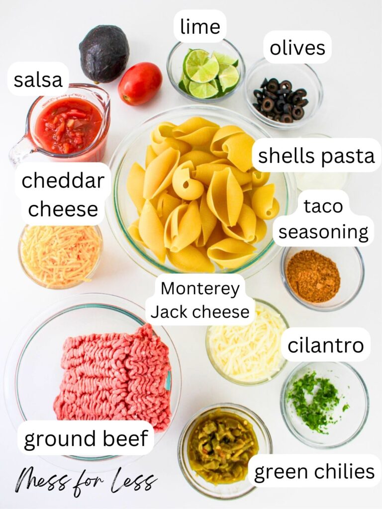 Taco Stuffed Shells Casserole - Mess for Less
