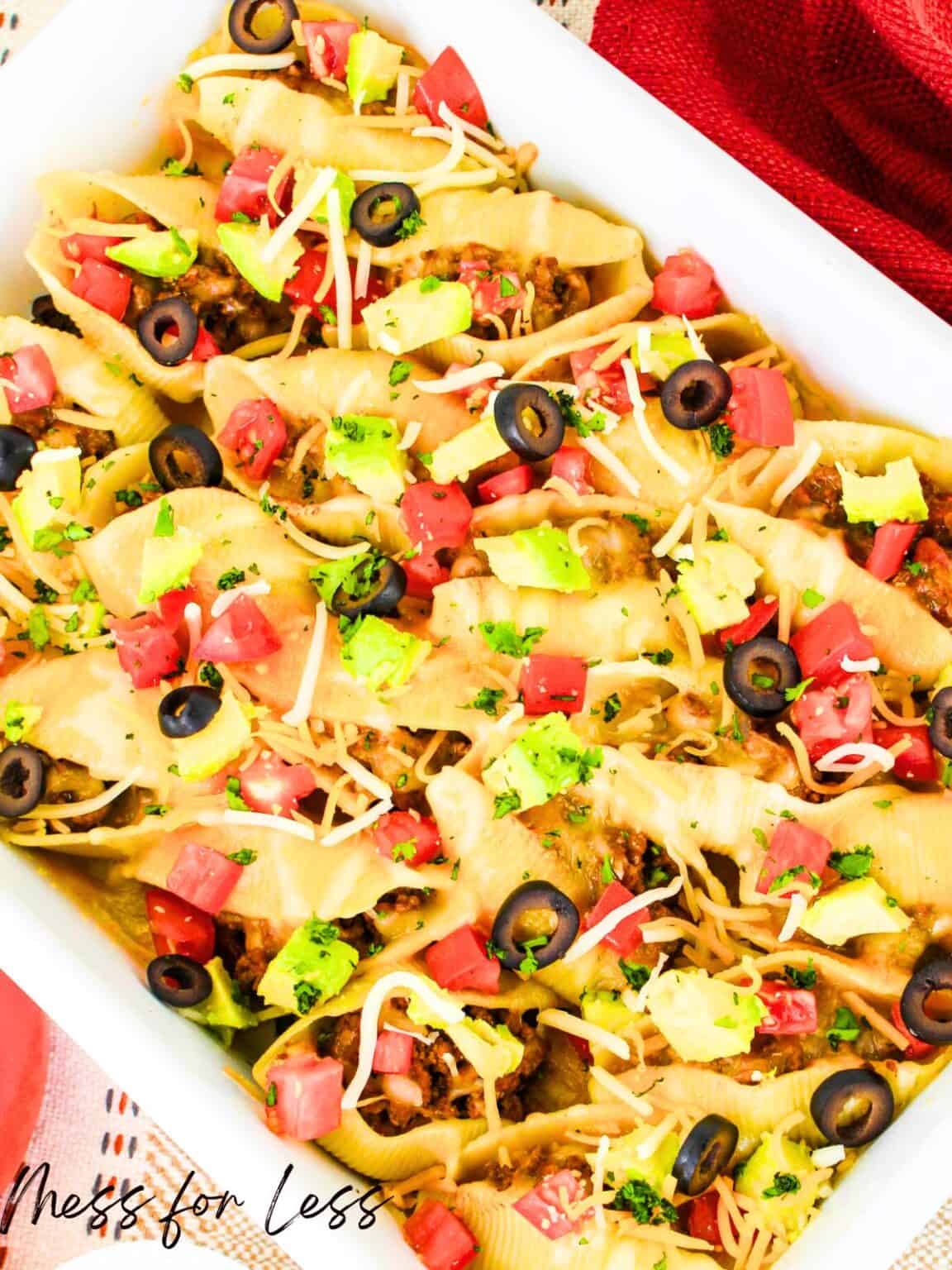 Taco Stuffed Shells Casserole - Mess for Less