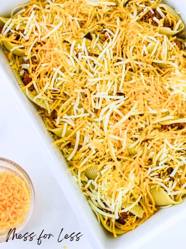 Taco Stuffed Shells Casserole - Mess for Less