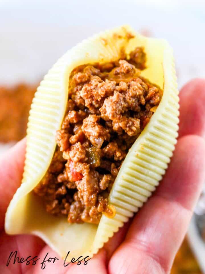 Taco Stuffed Shells Casserole - Mess for Less