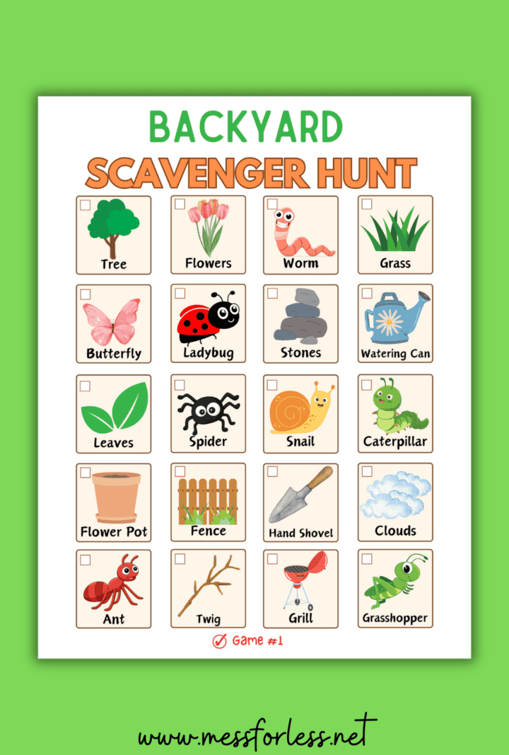 Backyard Scavenger Hunt - Mess for Less