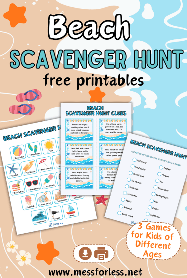 Beach Scavenger Hunt Printable - Mess for Less