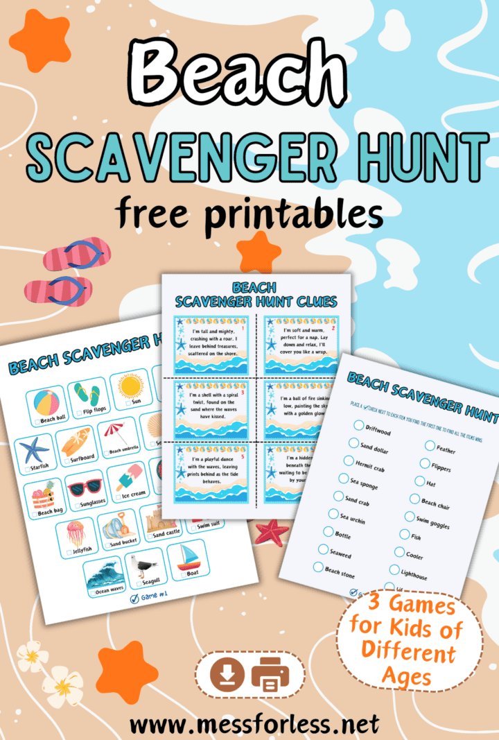 Beach Scavenger Hunt Printable - Mess for Less