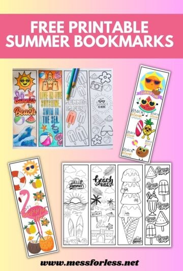 Summer Bookmarks To Color - Mess for Less