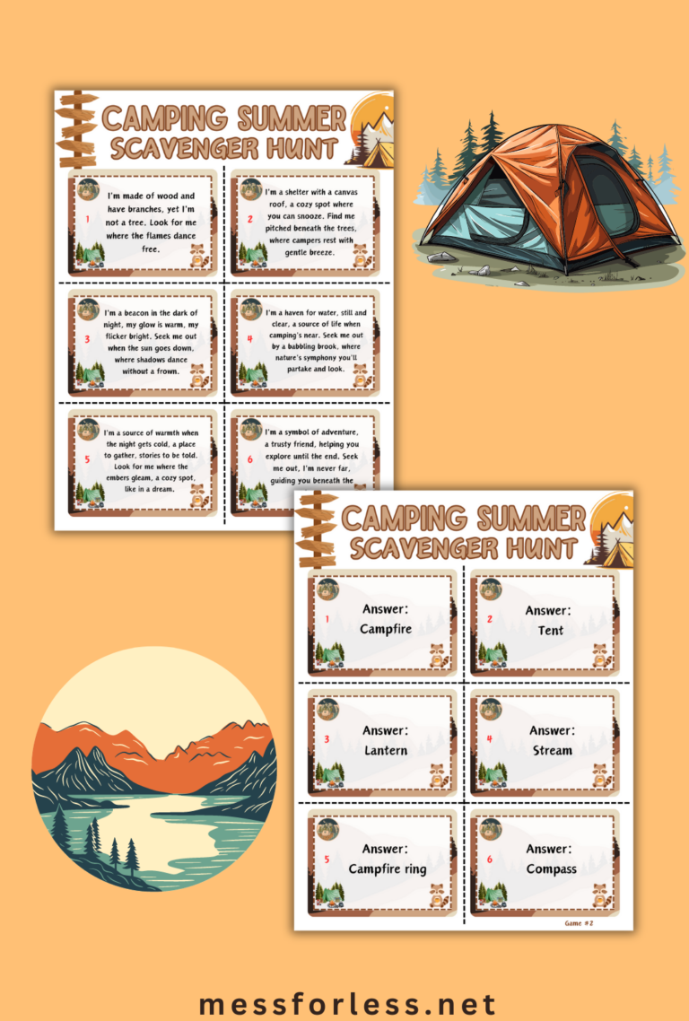 Camping Scavenger Hunt Printables - Mess for Less