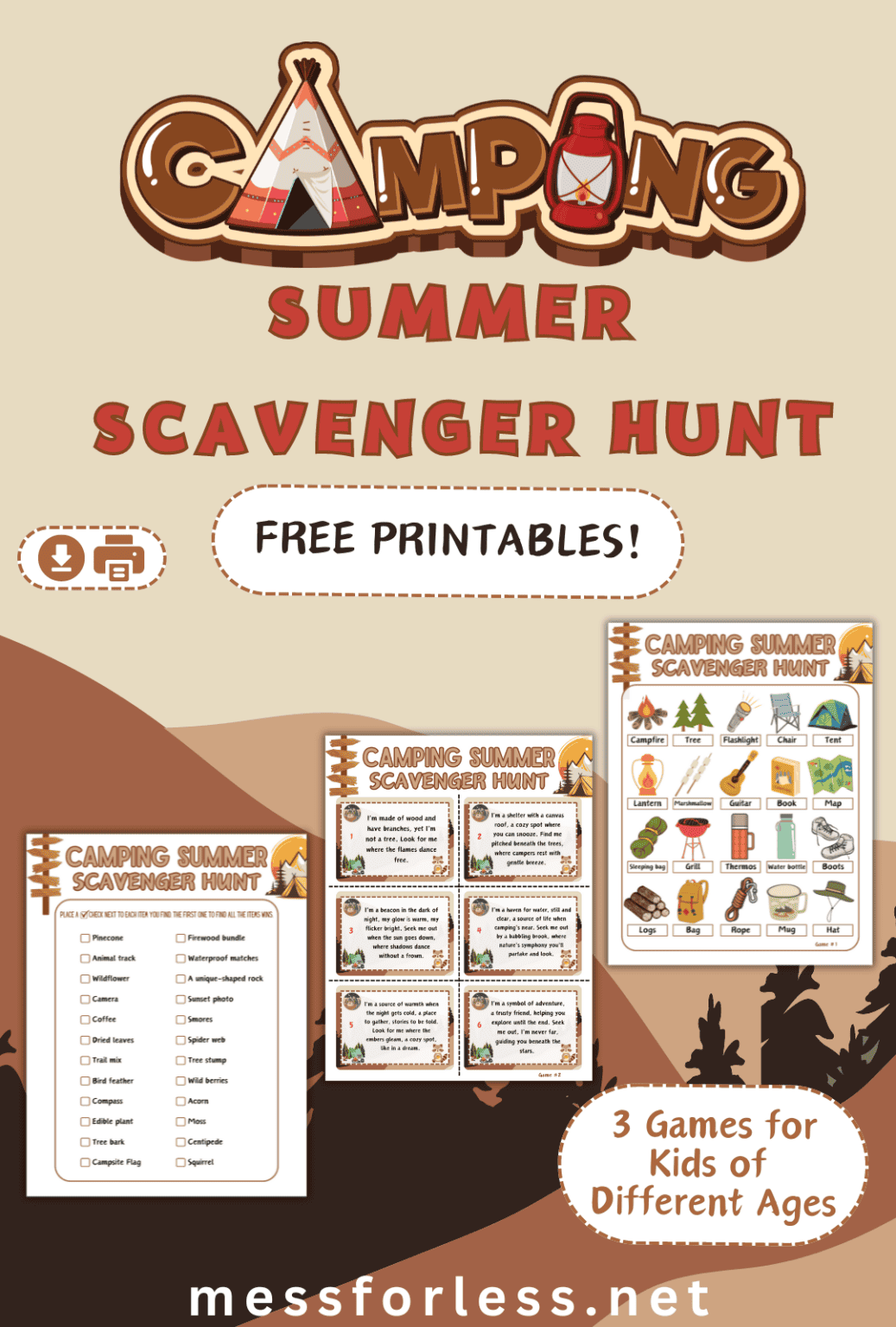 Camping Scavenger Hunt Printables - Mess for Less