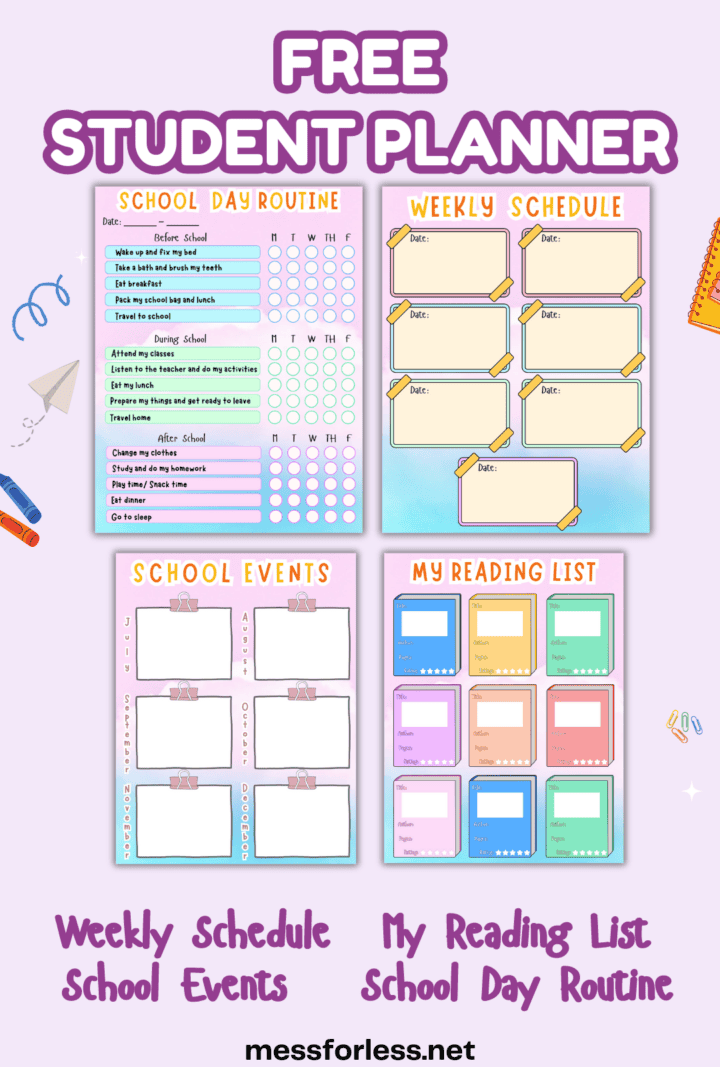 Free Printable Student Planner - Mess for Less