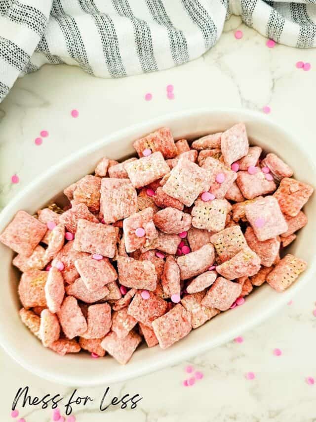 Pink Puppy Chow Recipe - Mess for Less