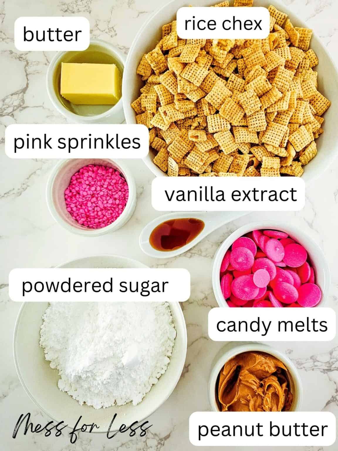 Pink Puppy Chow Recipe - Mess for Less
