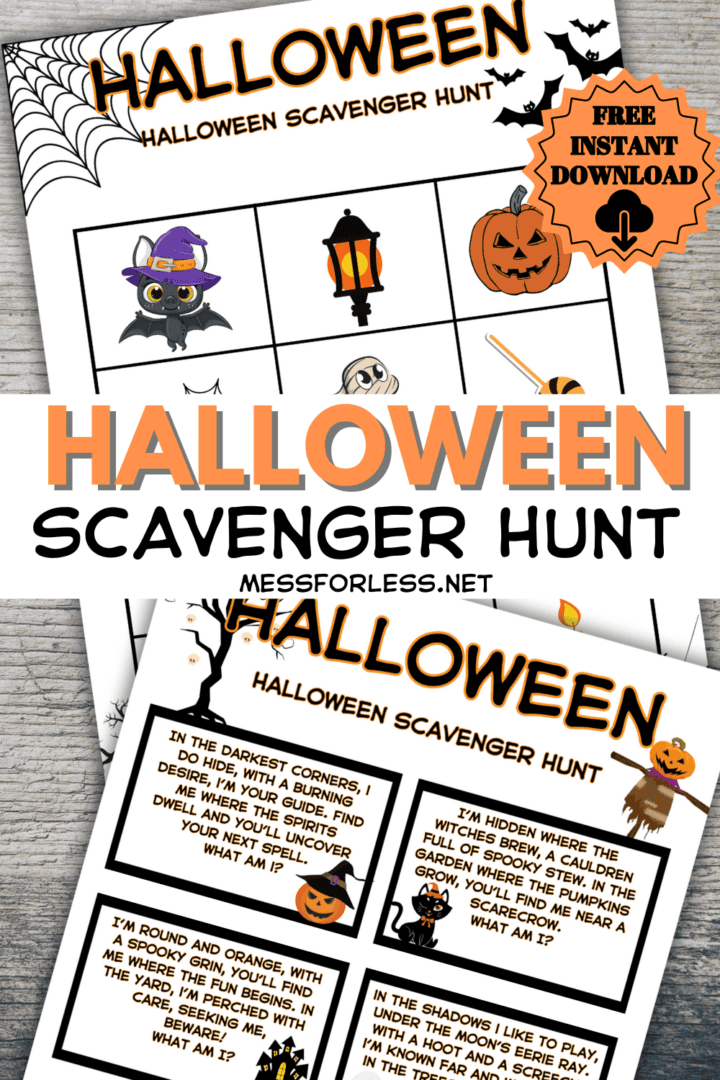 Halloween Scavenger Hunt Printables - Mess for Less