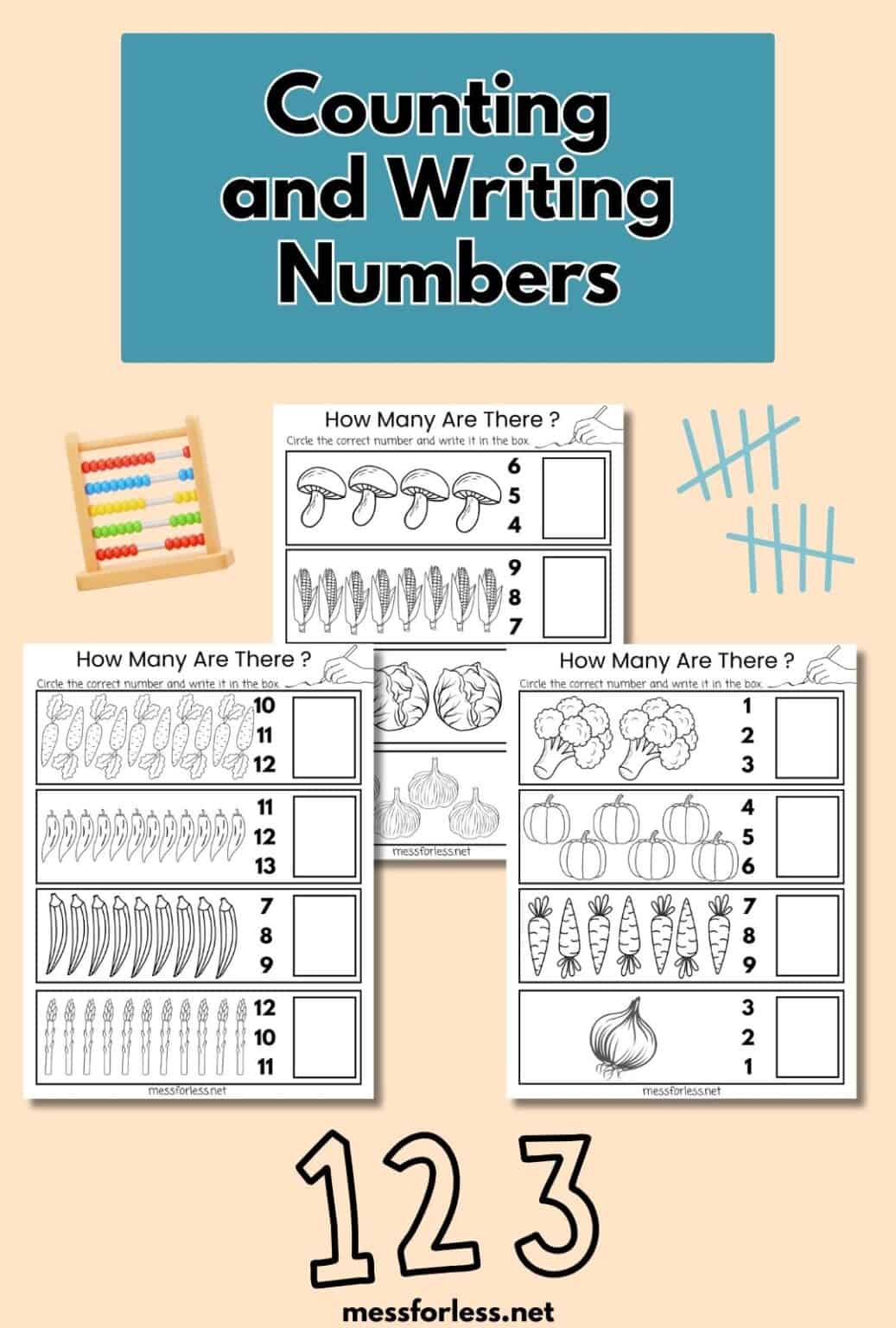 Preschool Counting Worksheets - Mess for Less