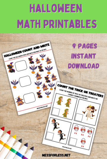 Halloween Worksheets For Kindergarten - Mess for Less