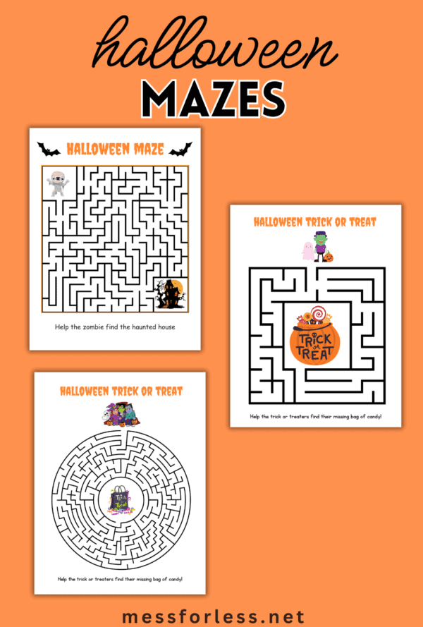 Free Halloween Printable Worksheets - Mess for Less