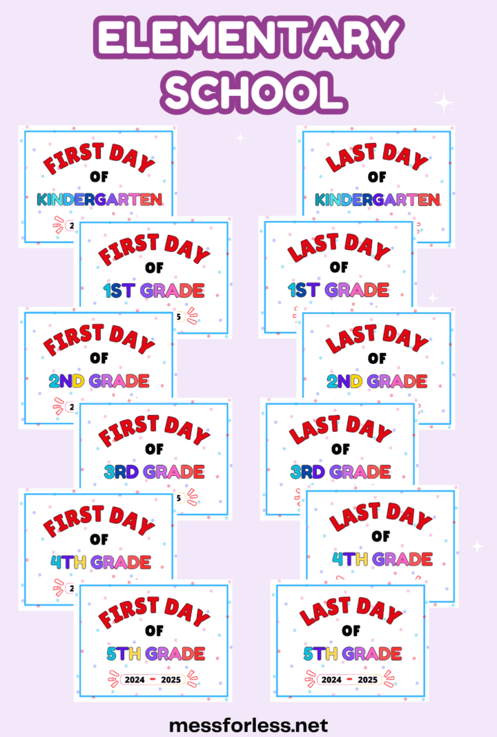 Free First and Last Day Of School Signs - Mess for Less