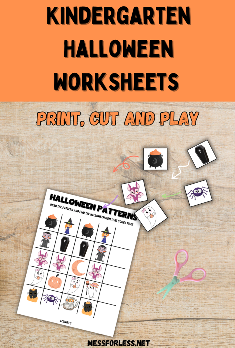 Halloween Worksheets For Kindergarten - Mess for Less