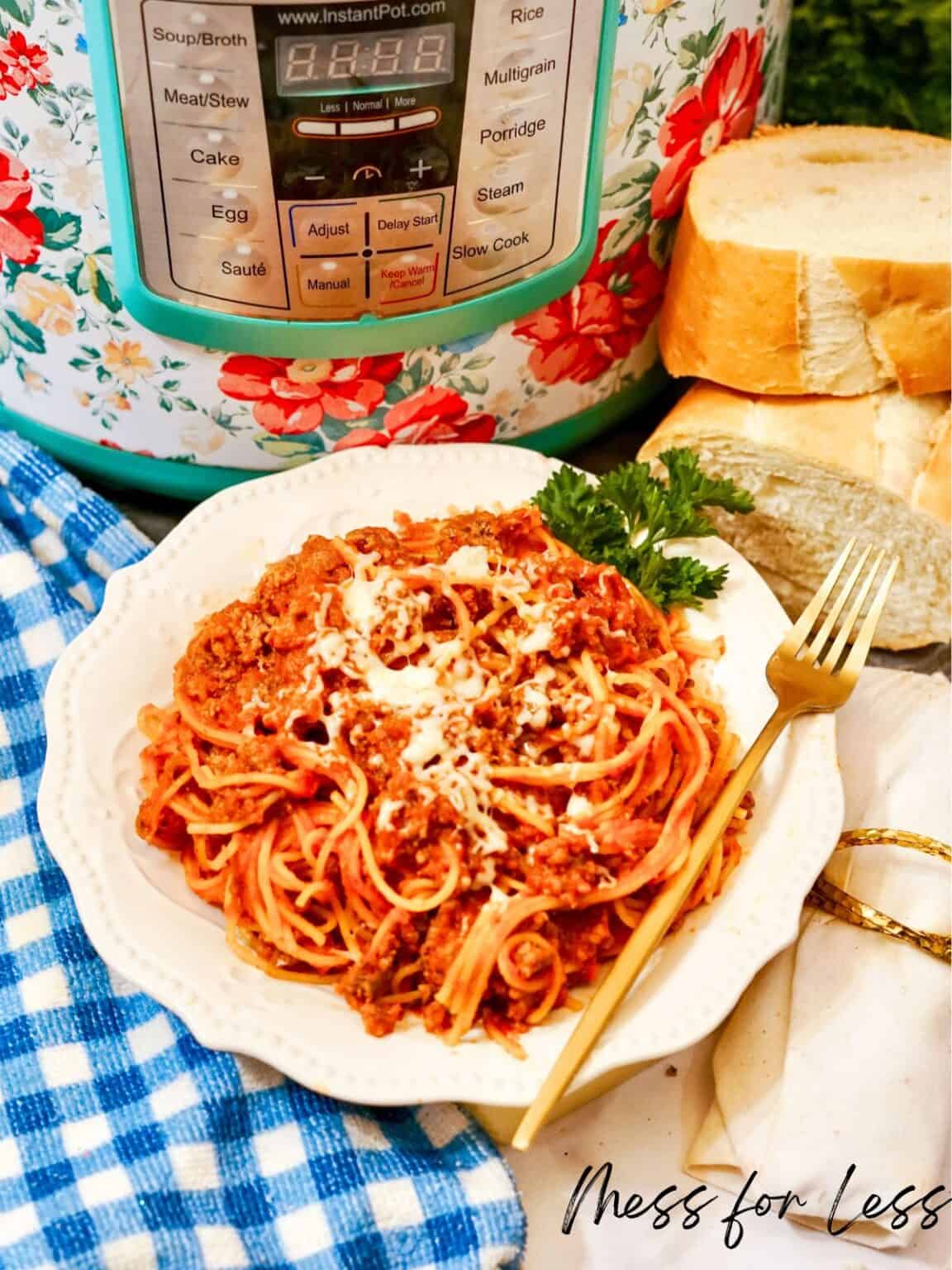 Instant Pot Spaghetti And Meat Sauce Recipe - Mess for Less