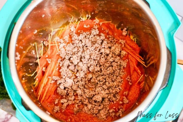 Instant Pot Spaghetti And Meat Sauce Recipe - Mess for Less