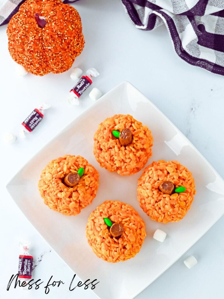 Rice Krispie Pumpkins Recipe - Mess for Less