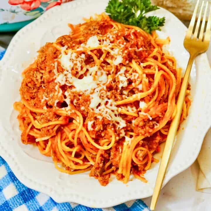 Instant Pot Spaghetti And Meat Sauce Recipe - Mess for Less