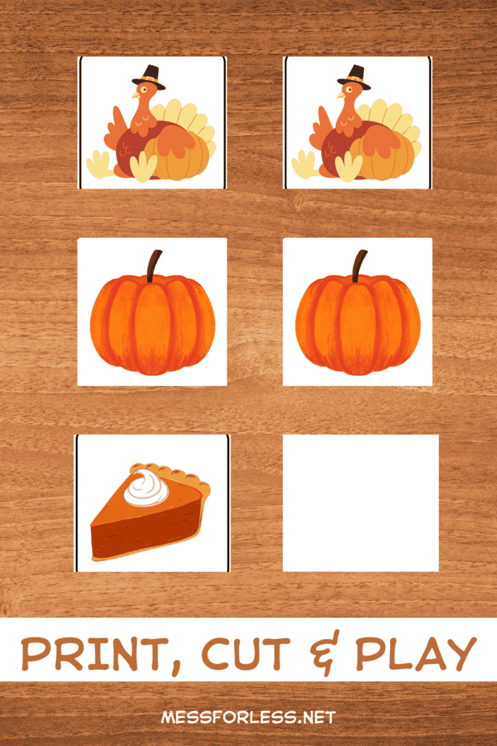 Thanksgiving Memory Game Printable - Mess for Less