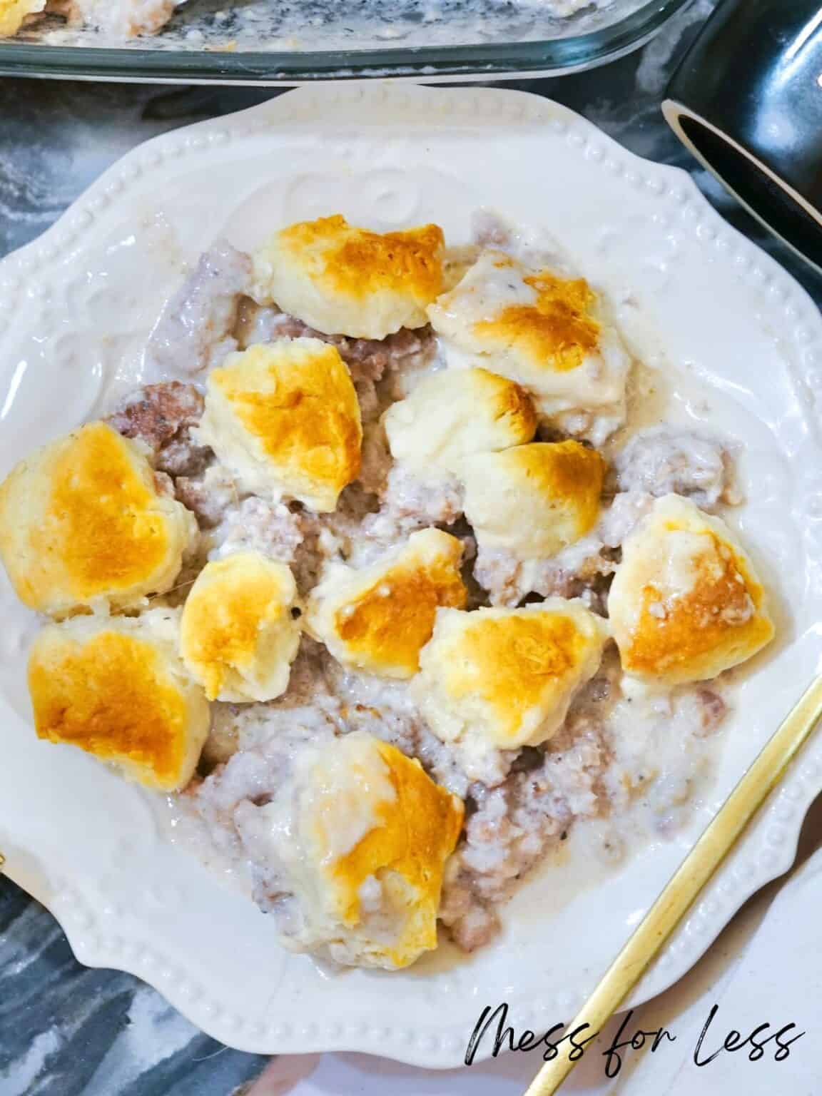 Biscuits and Gravy Casserole - Mess for Less