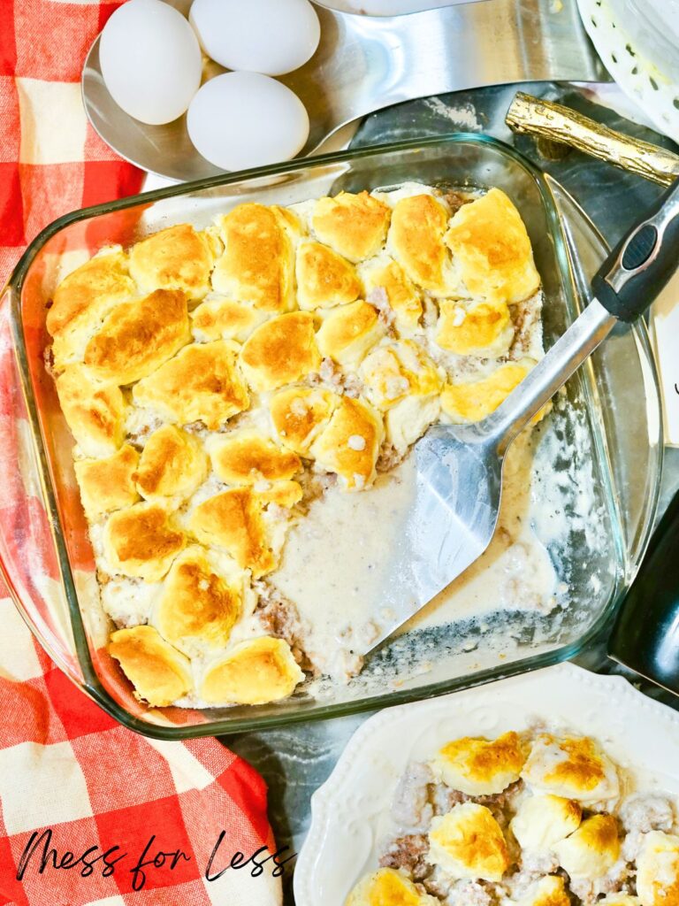 Biscuits and Gravy Casserole - Mess for Less