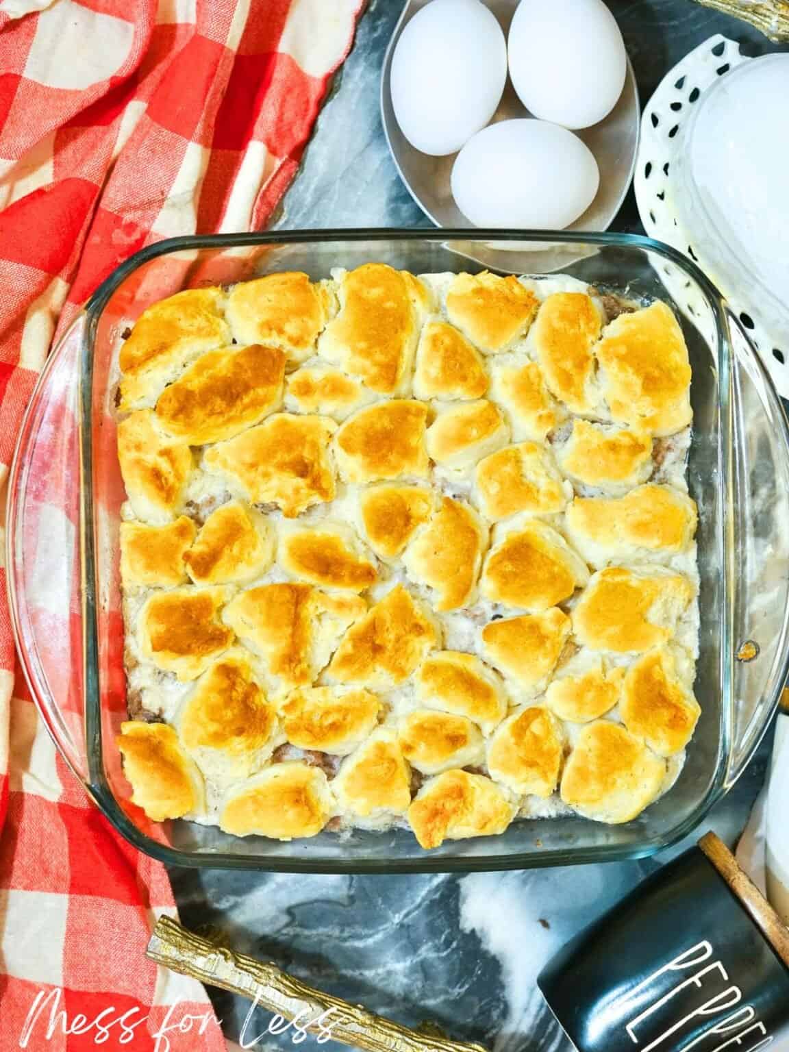 Biscuits and Gravy Casserole - Mess for Less