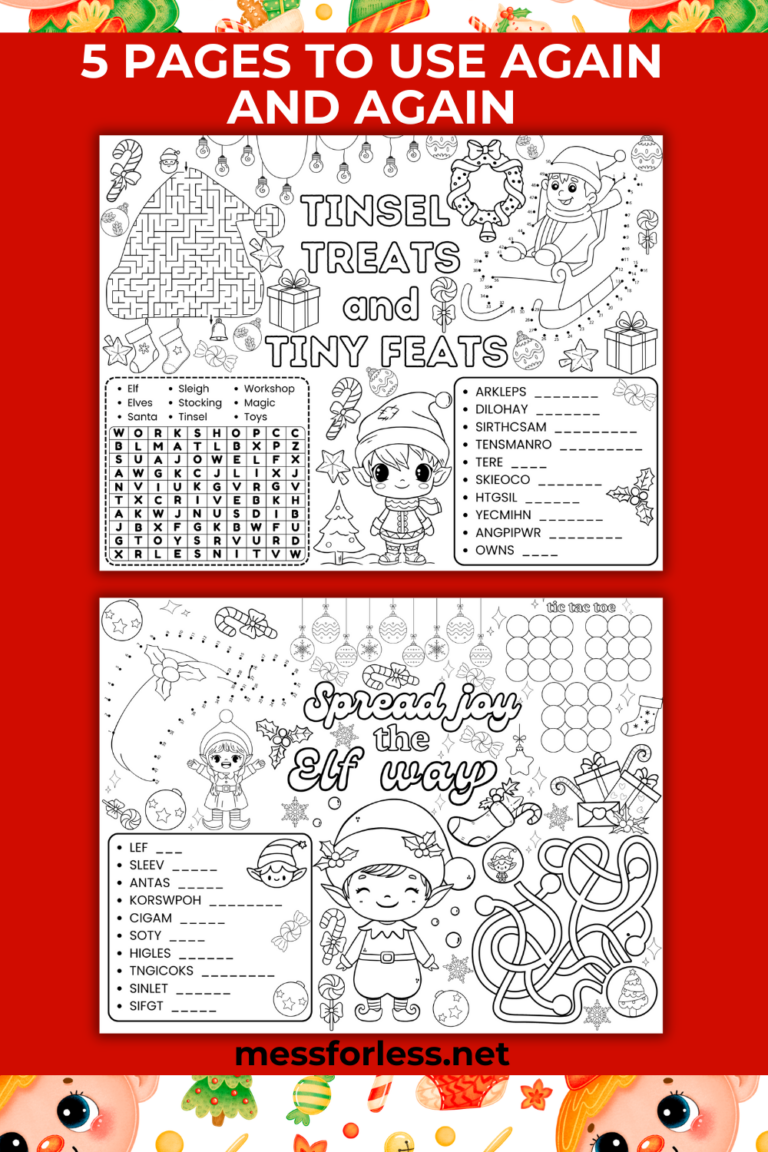 Free Printable Christmas Placemats - Mess for Less