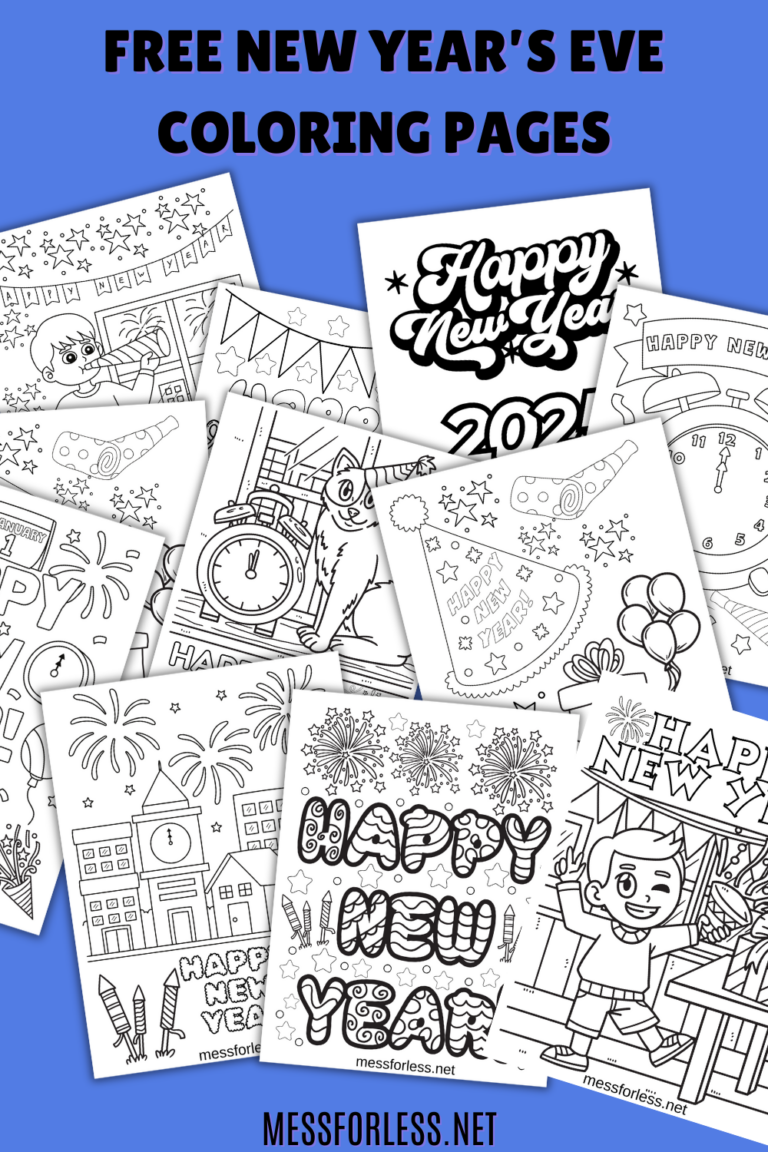 New Year's Coloring Pages - Mess for Less