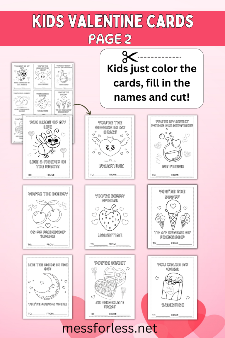 Valentine's Day Cards Printables - Mess for Less
