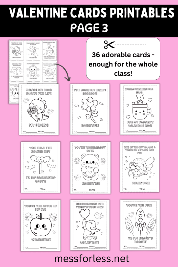 Valentine's Day Cards Printables - Mess for Less