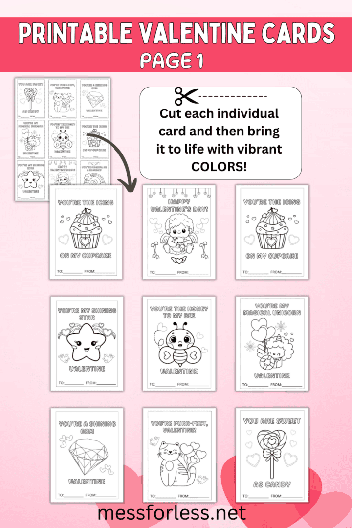 Valentine's Day Cards Printables - Mess for Less