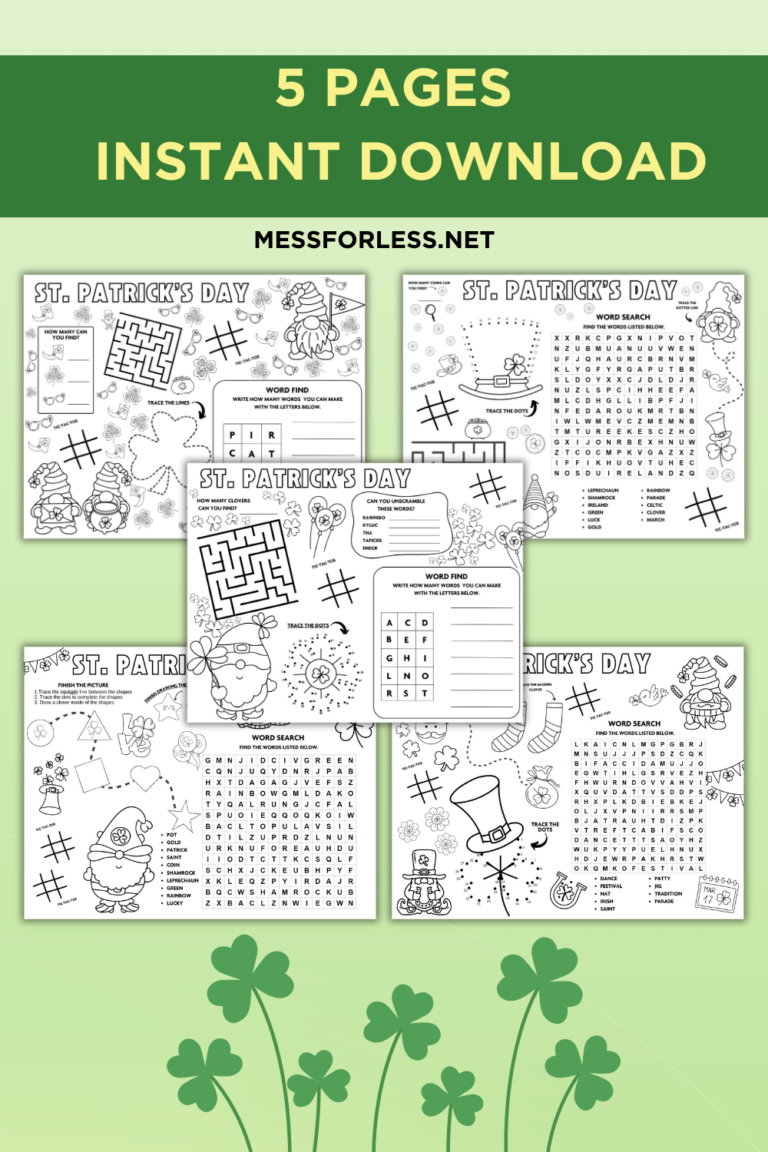 Free Printable St Patrick's Day Placemats - Mess for Less