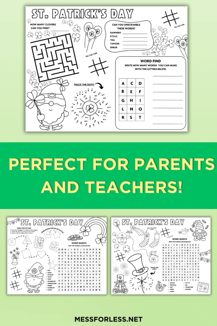 Free Printable St Patrick's Day Placemats - Mess for Less