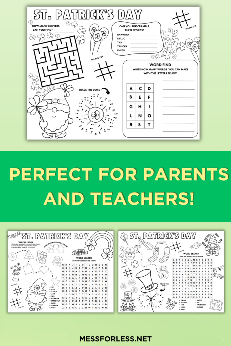 Free Printable St Patrick's Day Placemats - Mess for Less
