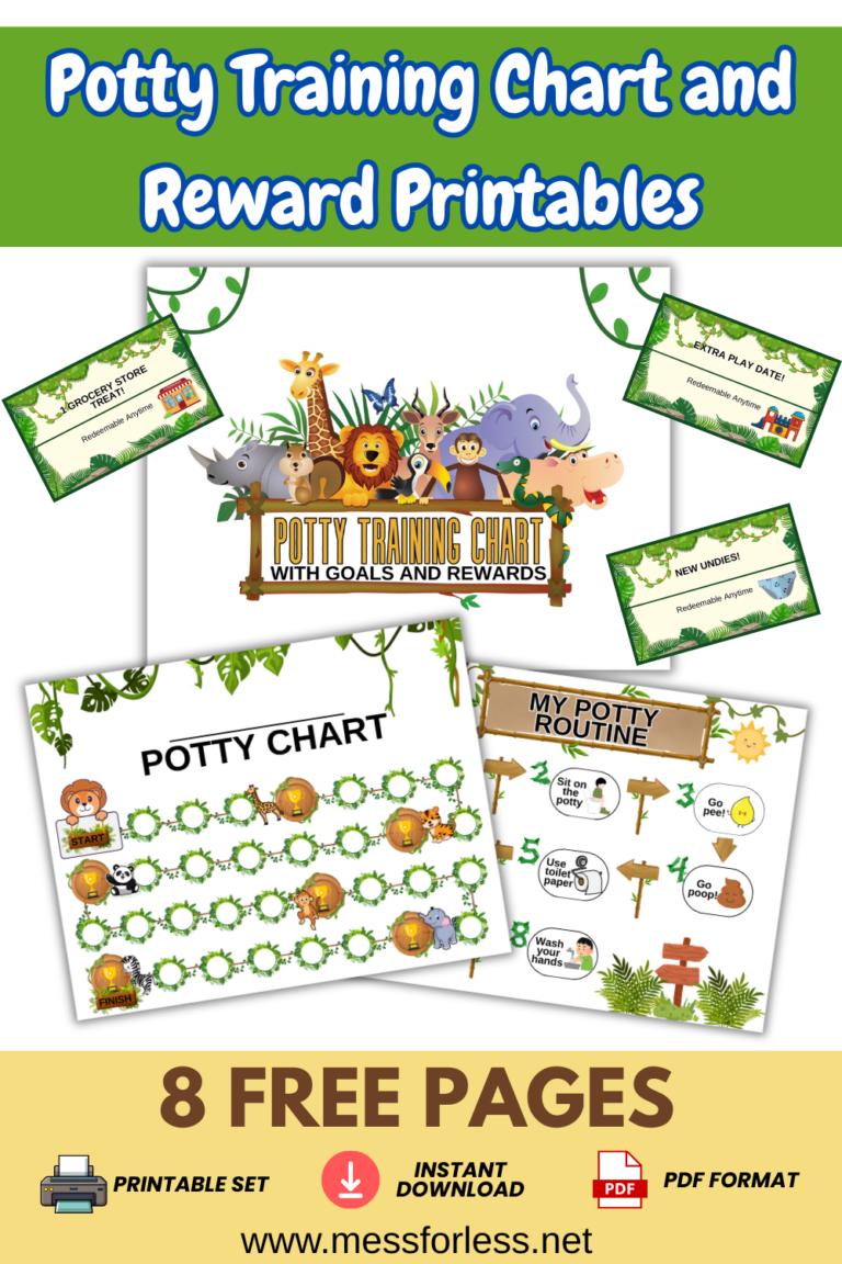 Potty Training Chart Printables - Mess for Less
